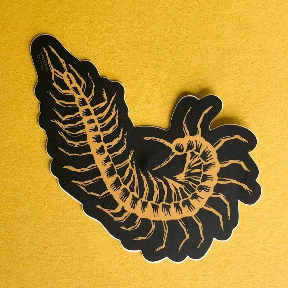Black Centipede Sticker | Gemini Handmade