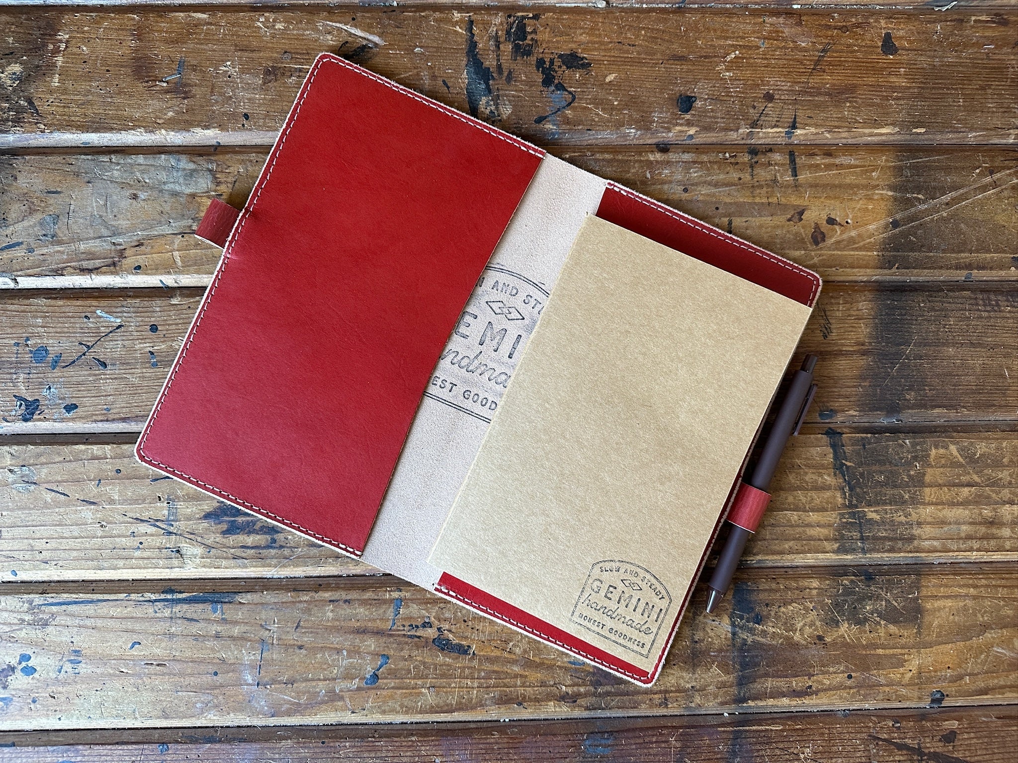 open leather journal